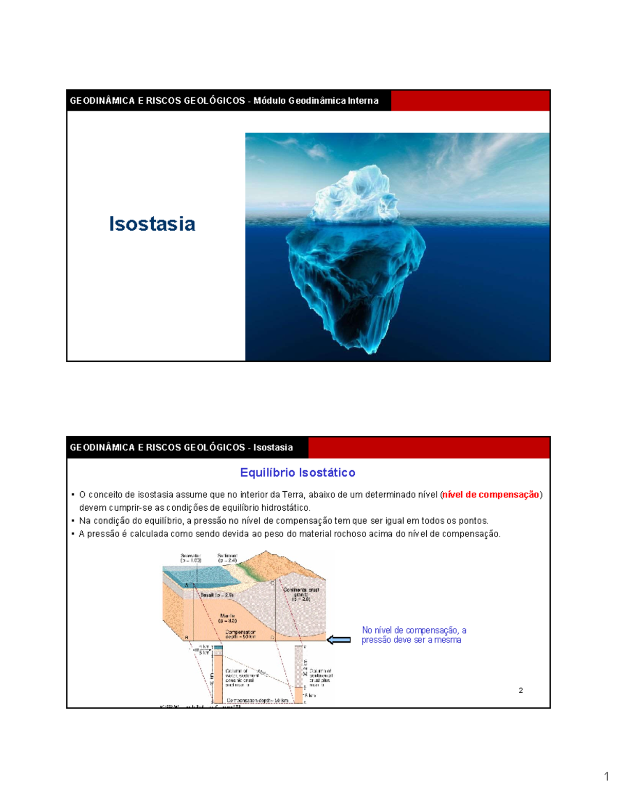 7.Equiíbrio isostático GRG I - GEODINÂMICA E RISCOS GEOLÓGICOS - Módulo ...