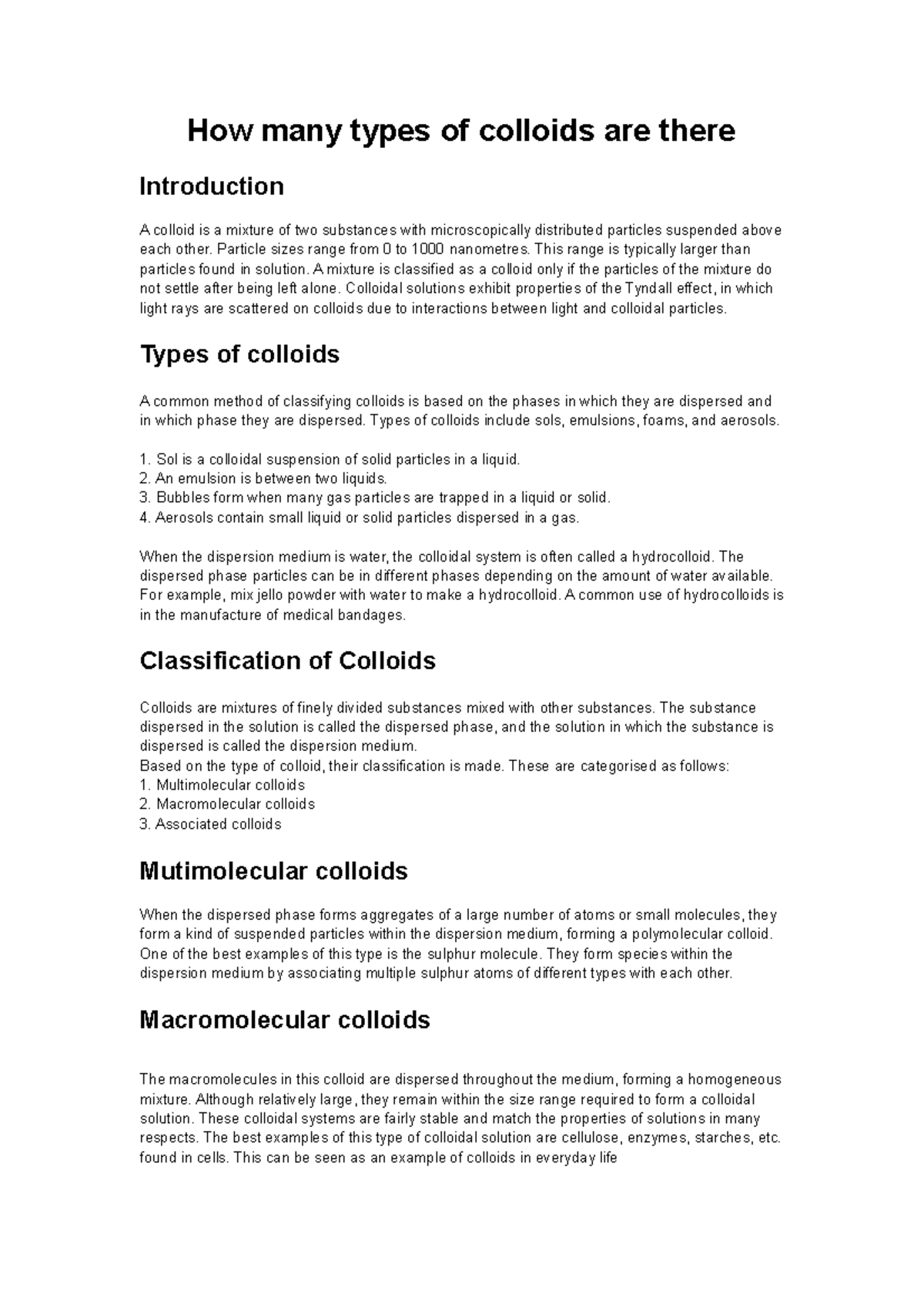 How many types of colloids are there - How many types of colloids are there Introduction A ...