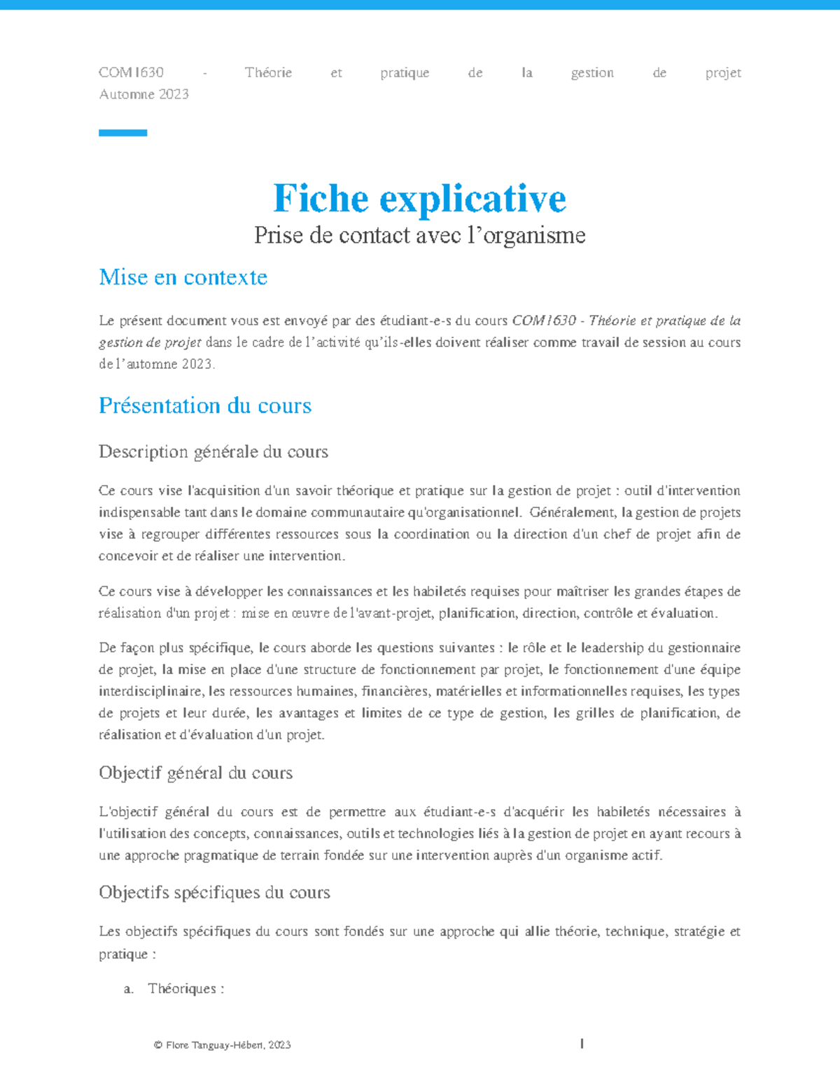 Fiche explicative contact organisme - Automne 2023 Fiche explicative ...
