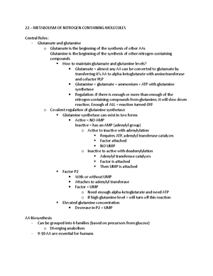 Exam 1 Review Biochem II - Biochemistry II Part II, Chapter 13 ...