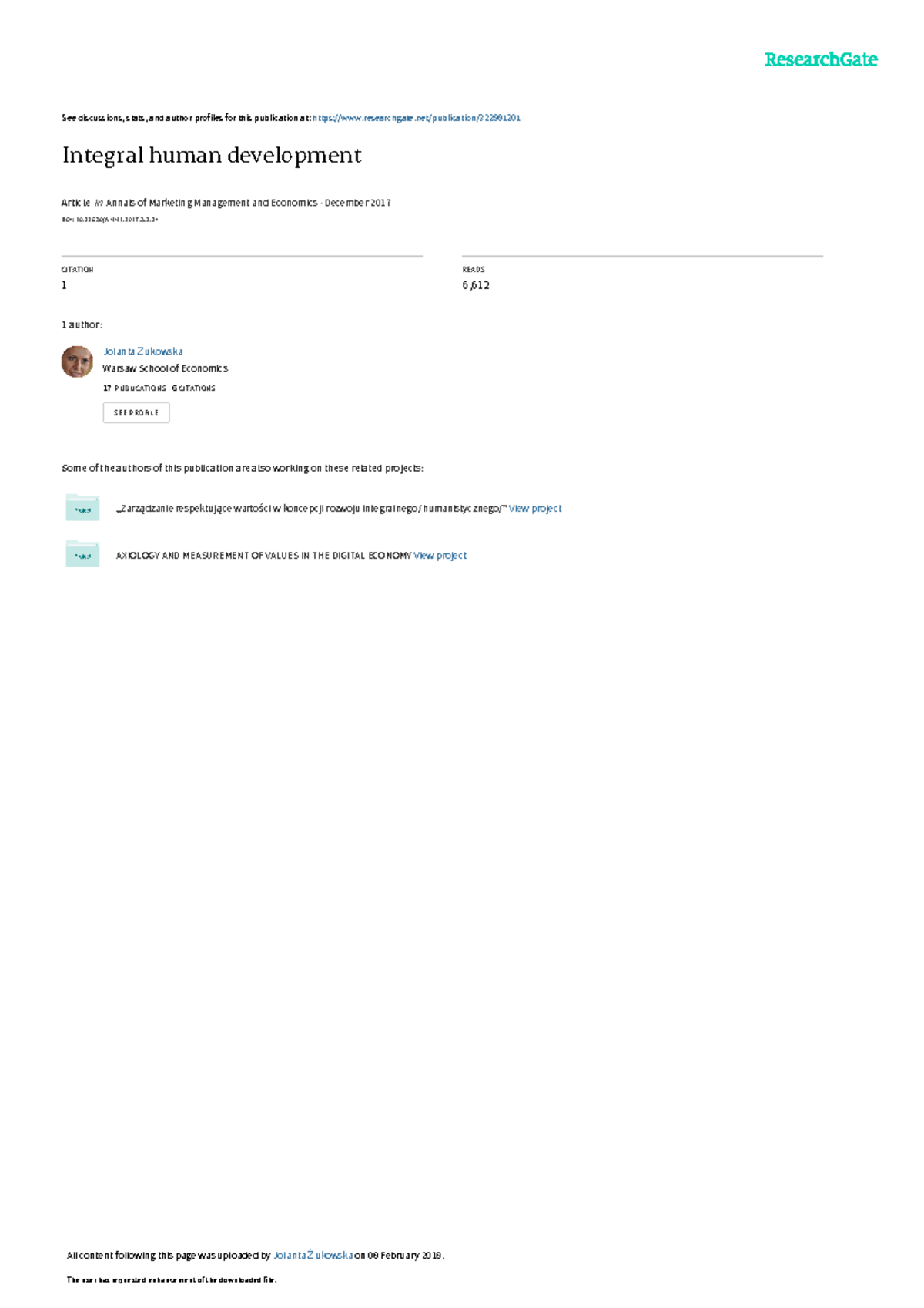 Integral human development - See discussions, stats, and author ...