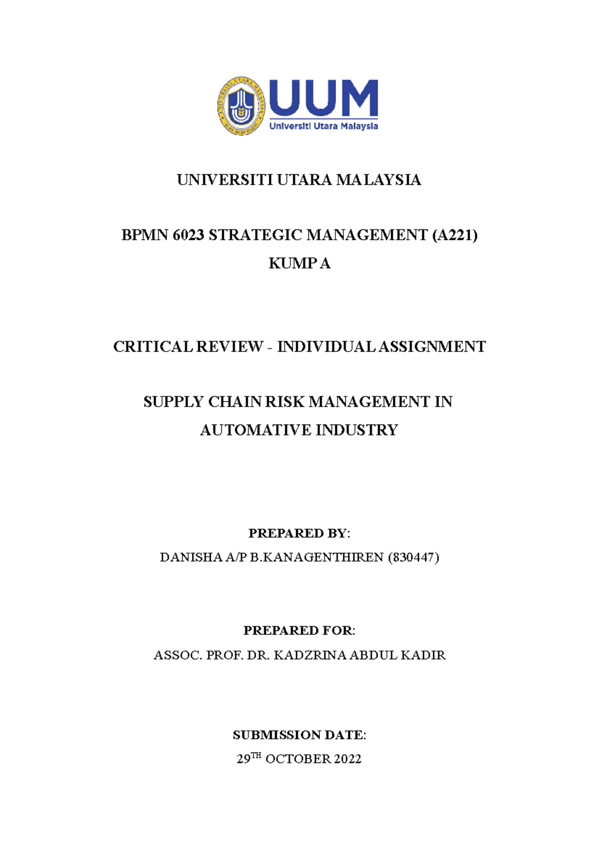 UUM assignment - sdasdas - UNIVERSITI UTARA MALAYSIA BPMN 6023 ...