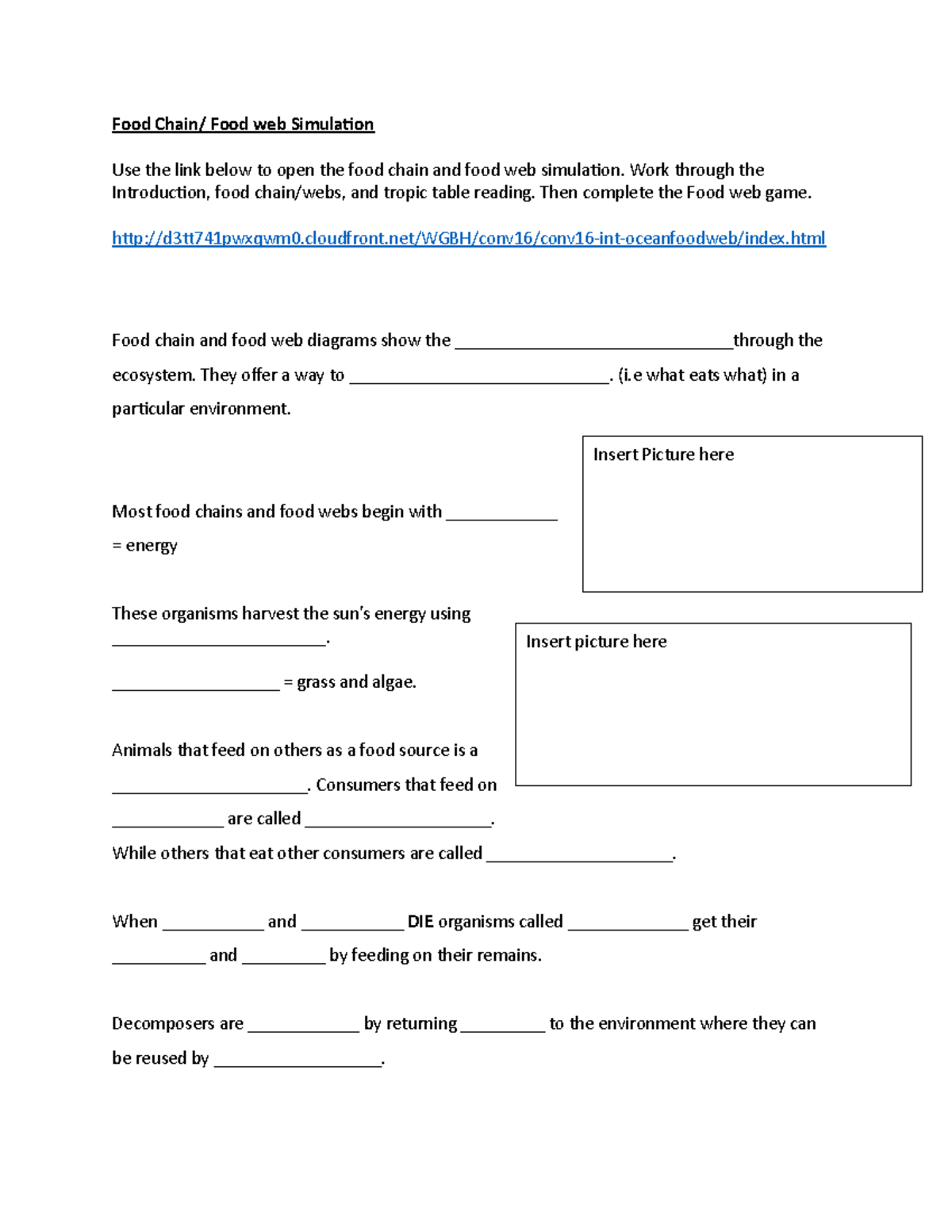 Food Chain Food Web simulation - Food Chain/ Food web Simulation Use ...