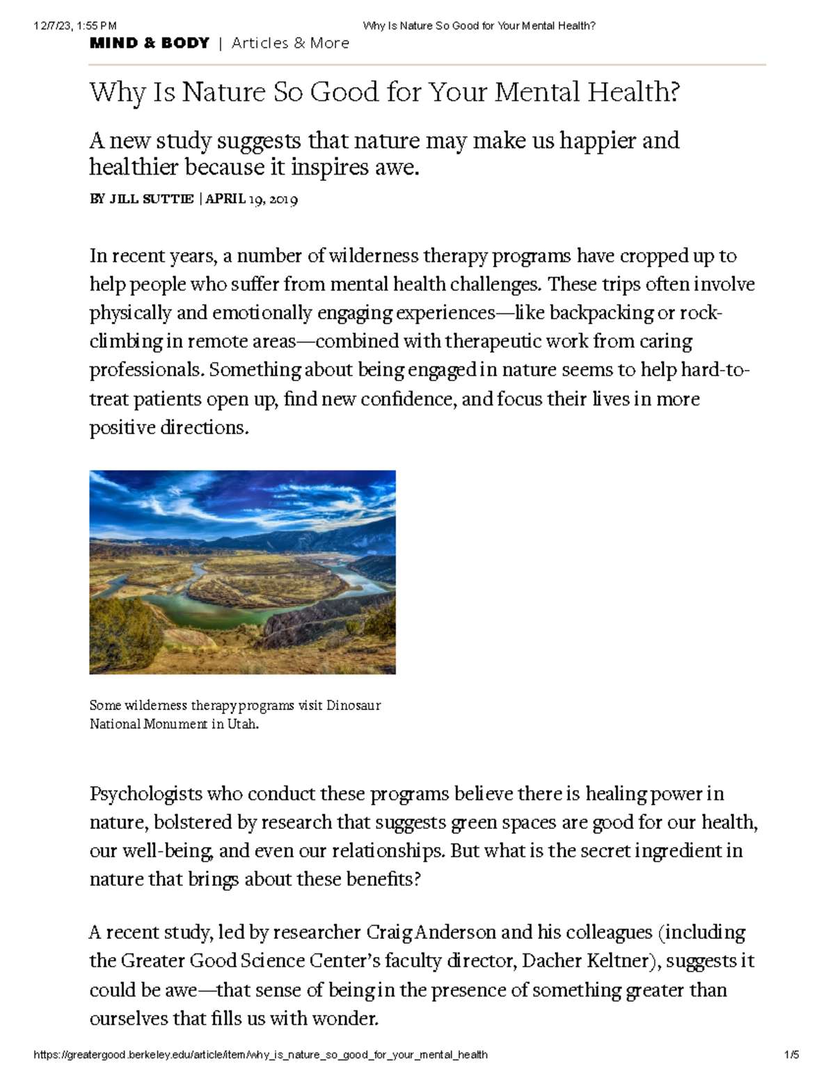 Why Is Nature So Good for Your Mental Health - MIND & BODY | Articles ...