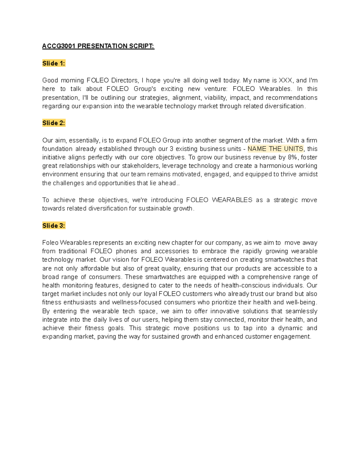 ACCG3001 Presentation Script - ACCG3001 PRESENTATION SCRIPT: Slide 1 ...