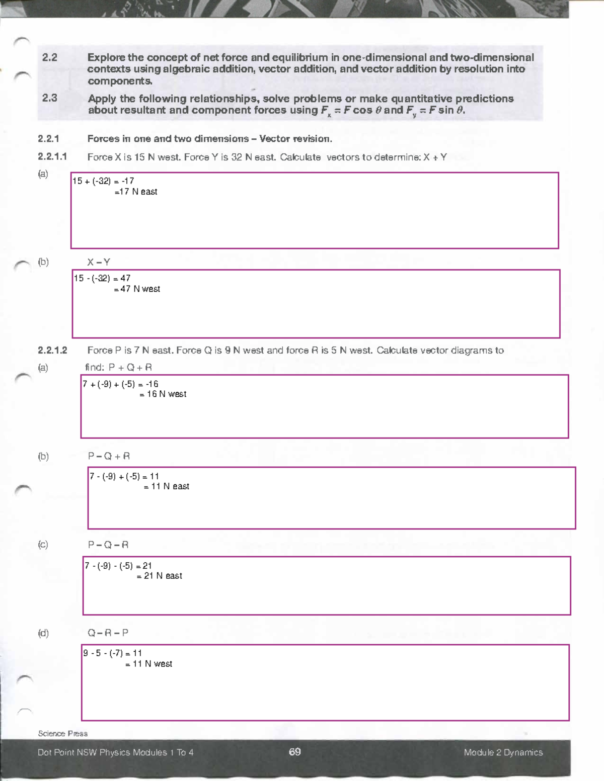 Physics - W2 Forces in Two Dimensions - ,-..., 2. 2. 2. 2.2. (a) (b) 2.2. (a) (b) (c) (d ...