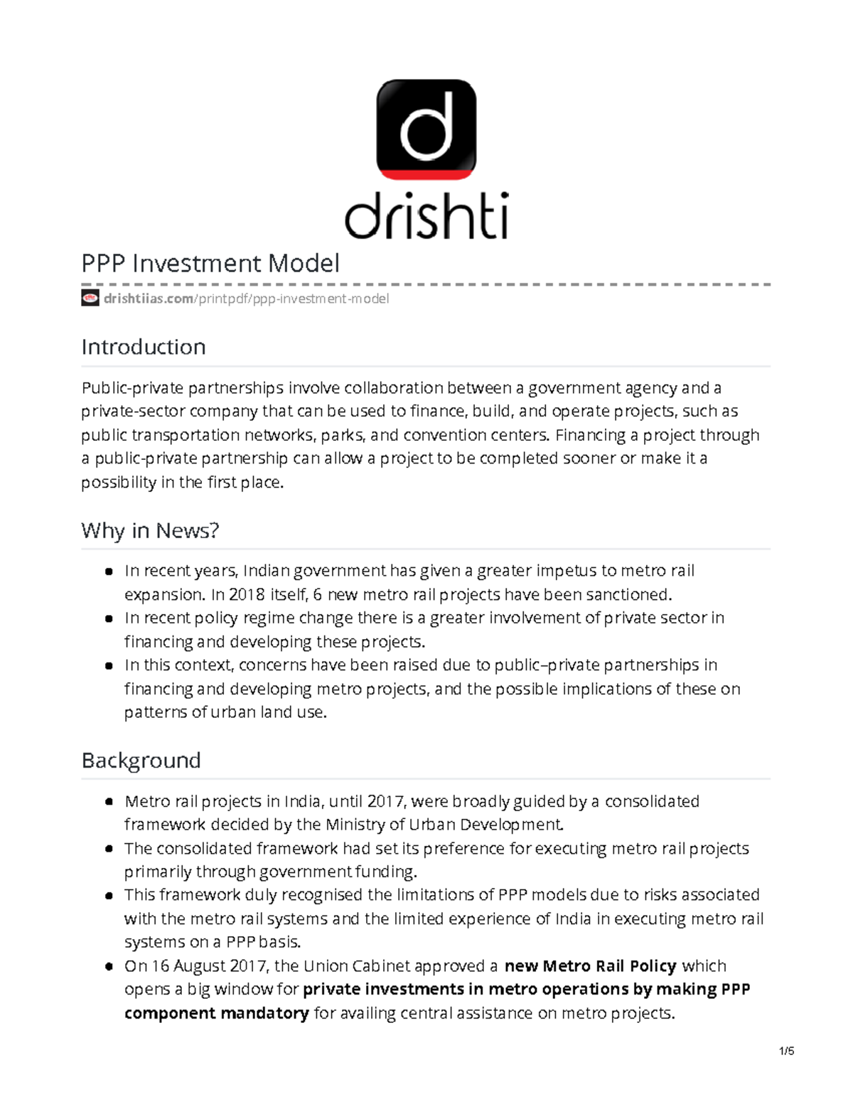 Ppp-investment-model - PPP Investment Model drishtiias /printpdf/ppp ...