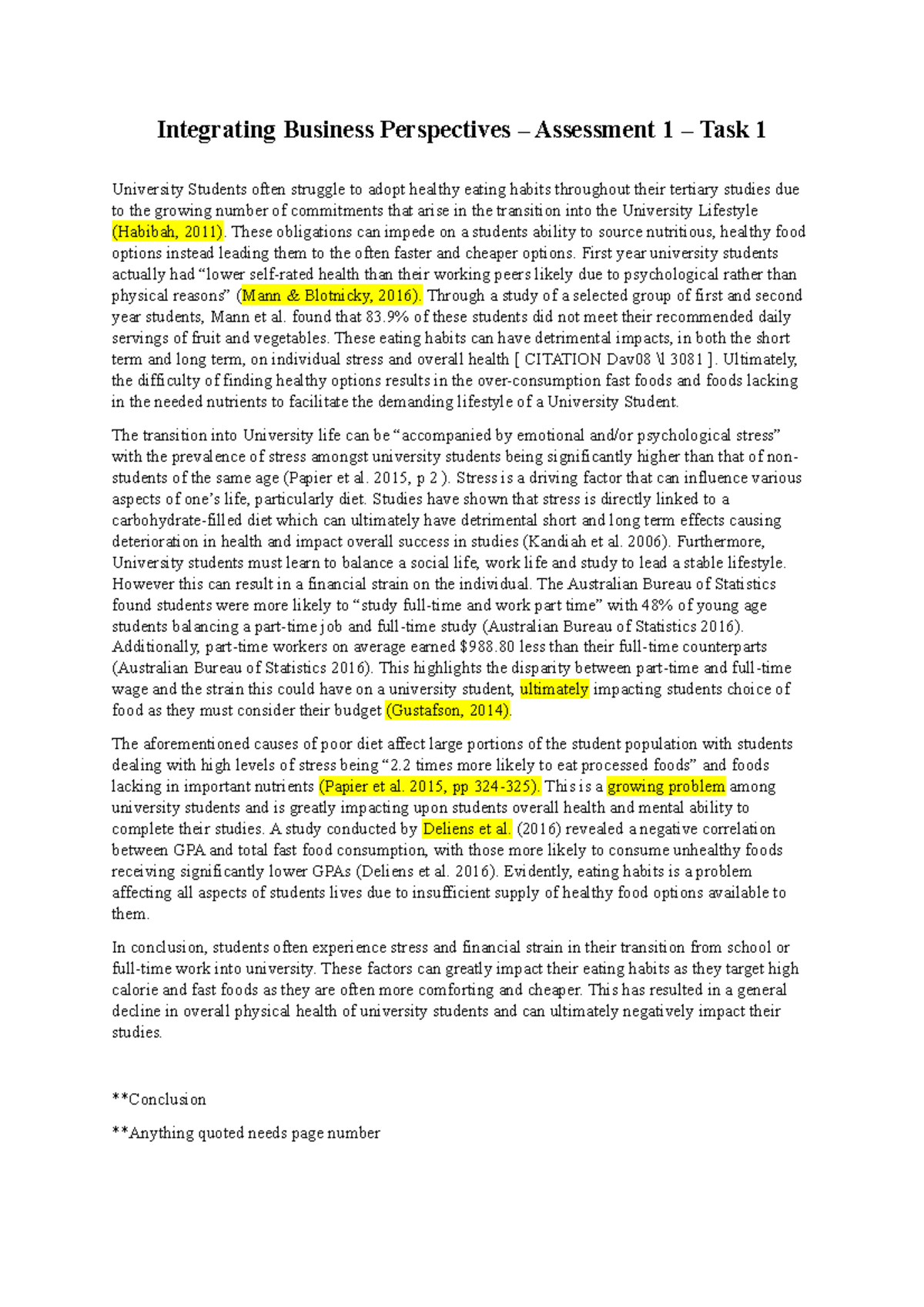 Integrating Business Perspectives Task 1 - Integrating Business ...