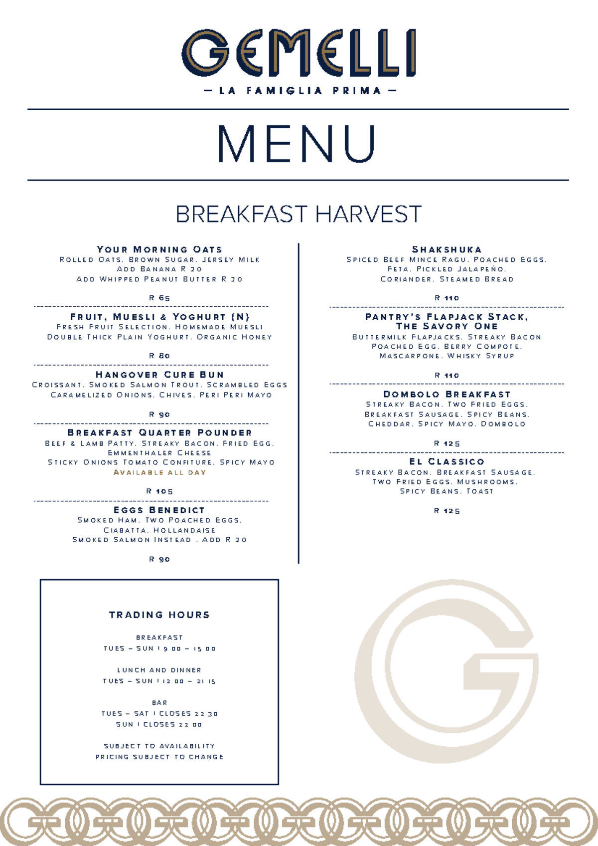Food-Menu - Module memo - MENU BREAKFAST HARVEST Yo u r M o r n i n g O ...