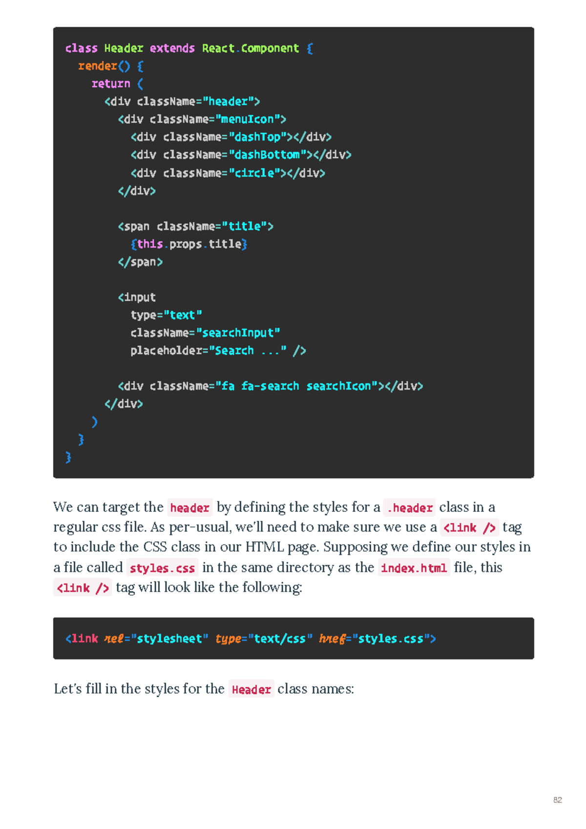 Reactjs-notes - Lecture notes 4 - class Header extends React { render ...