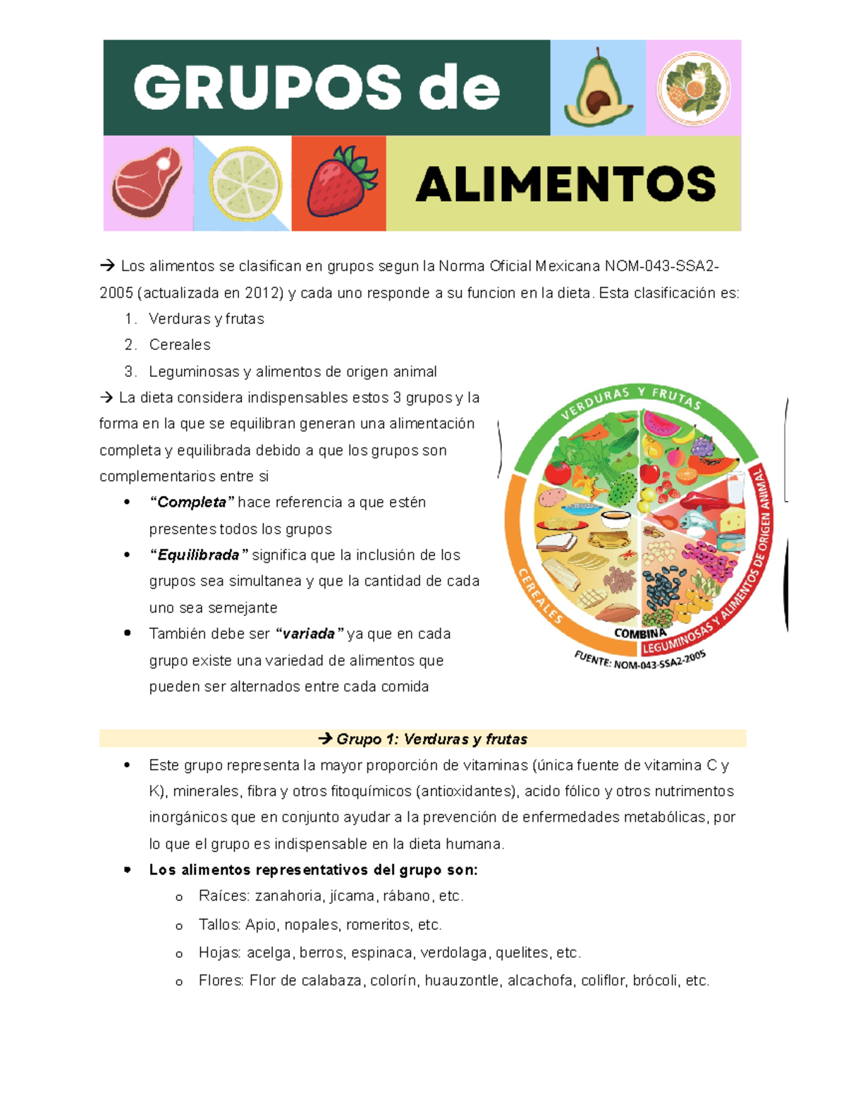 Resumen grupos de alimentos - Los alimentos se clasifican en grupos ...