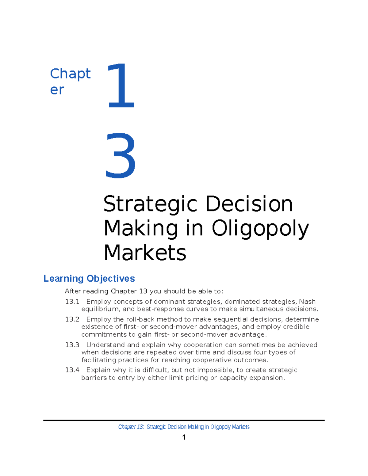 13e SW CH 13 - PRACTICE - Chapt er 1 3 Strategic Decision Making in ...