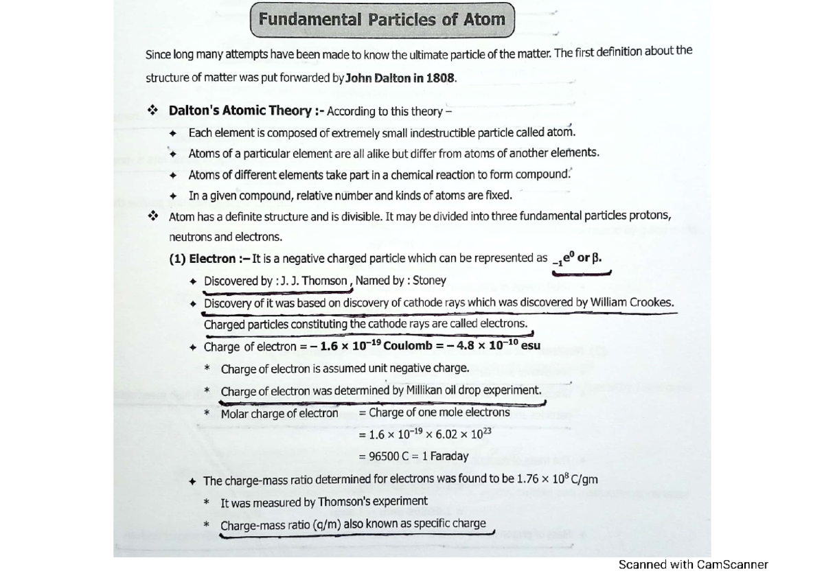 Atomic Structure in Chemistry Complete Detailed Notes - chemistry - Studocu