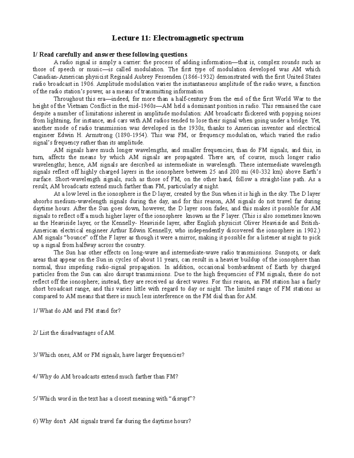 Lecture 11 Electromagnetic Specctrum - Lecture 11: Electromagnetic ...