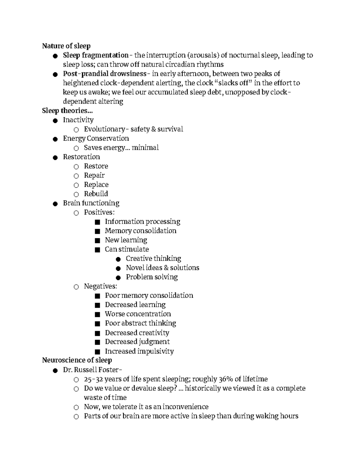 Week 3 lecture - Nature of sleep Sleep fragmentation- the interruption ...
