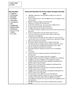 Notes 12 - Key Concepts: Verbal behavior Verbal response Topography ...