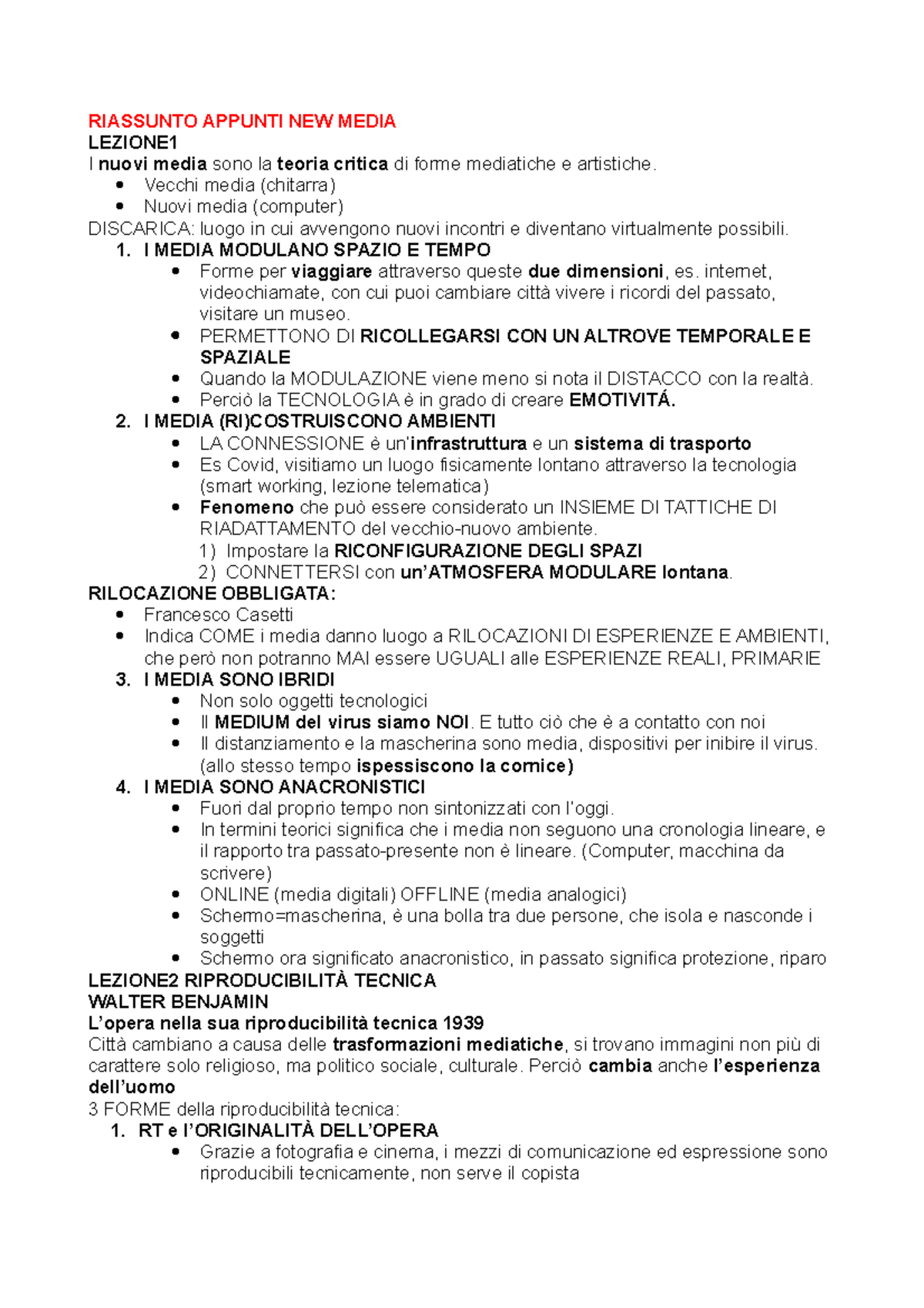 Riassunto Appunti NEW Media - RIASSUNTO APPUNTI NEW MEDIA LEZIONE I ...