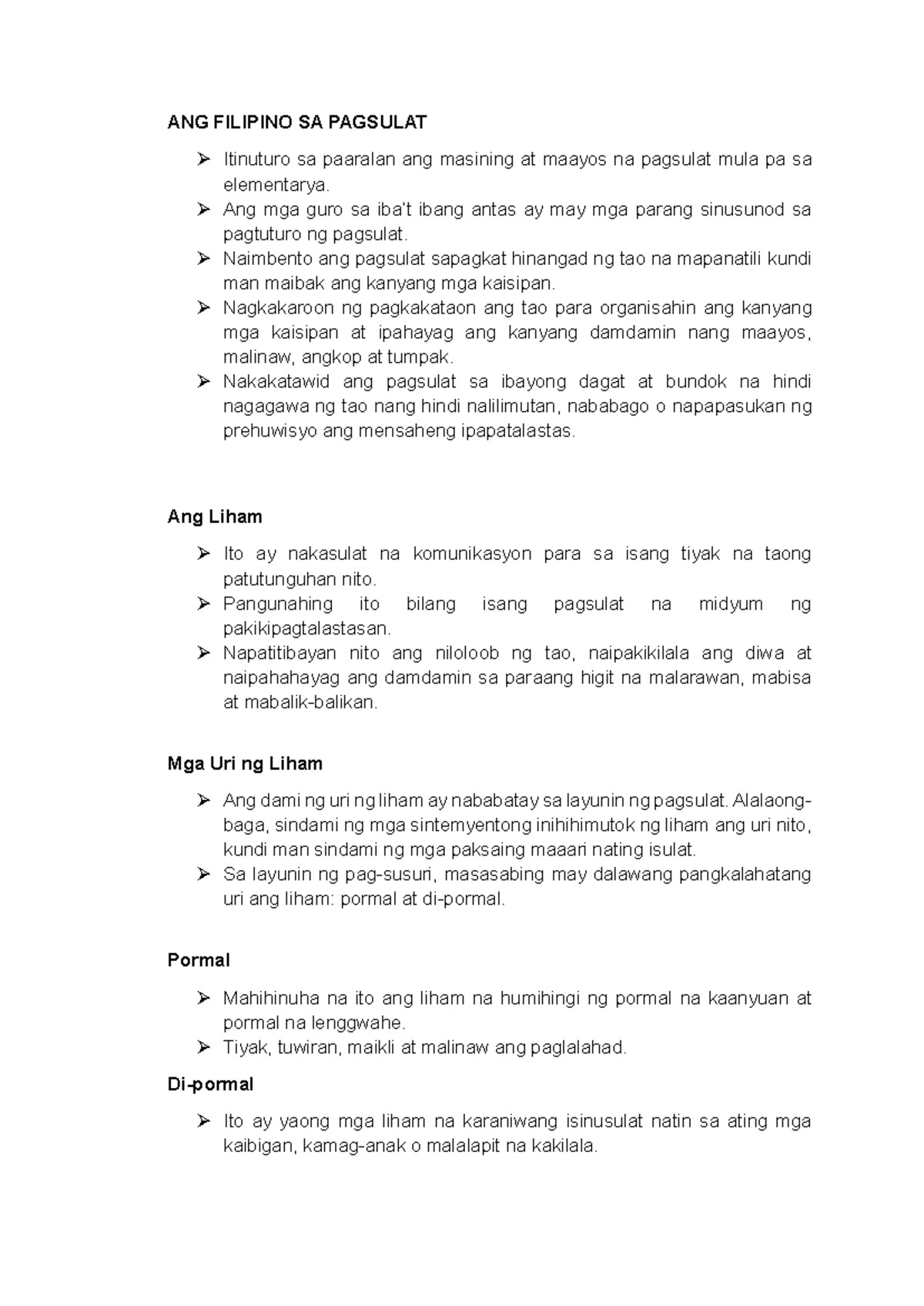 Ang Liham at Mga Bahagi ng liham - ANG FILIPINO SA PAGSULAT Itinuturo ...