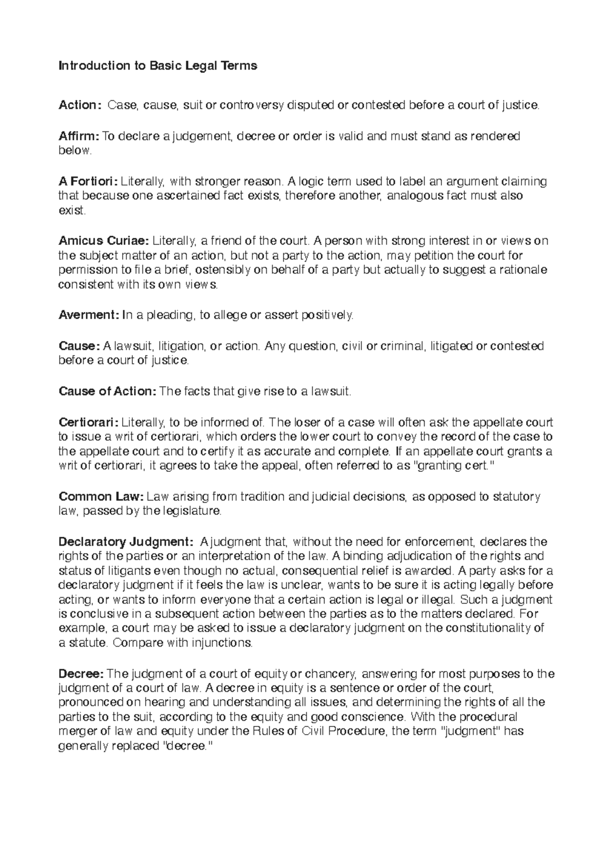 Introduction to Basic Legal Terms - Introduction to Basic Legal Terms ...