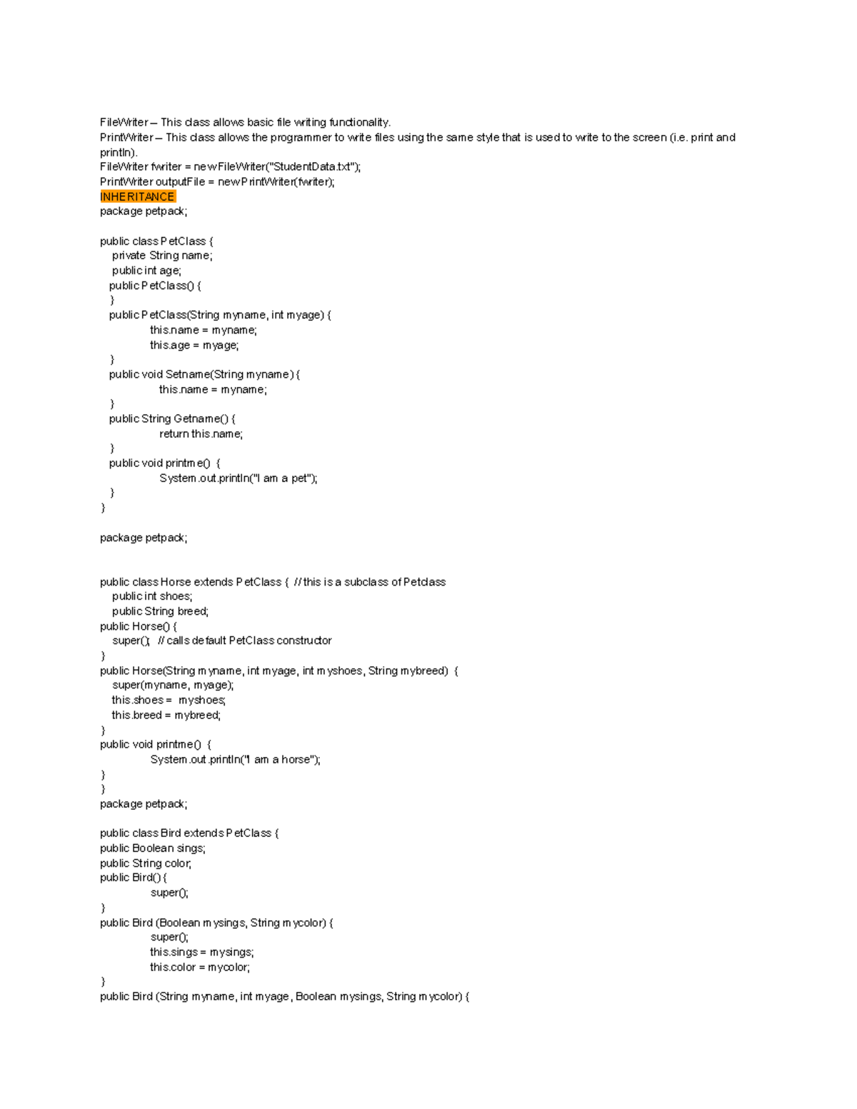 IS 247 midterm- review - FileWriter – This class allows basic file ...