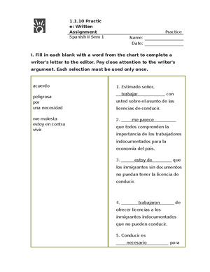 [Solved] Fill in the blank with the Spanish word that best completes ...