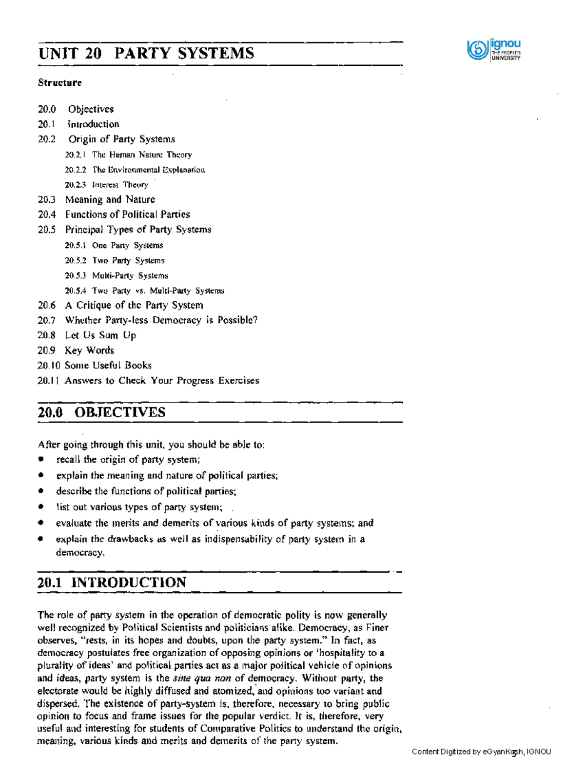 Party and party system - UNIT 20 PARTY SYSTEMS Structure 20 Objectives ...