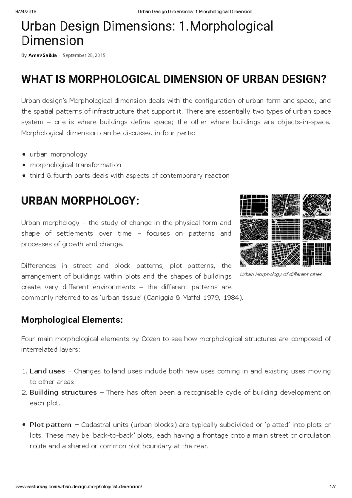 Architecture Morphological Dimension - Urban Morphology of different ...