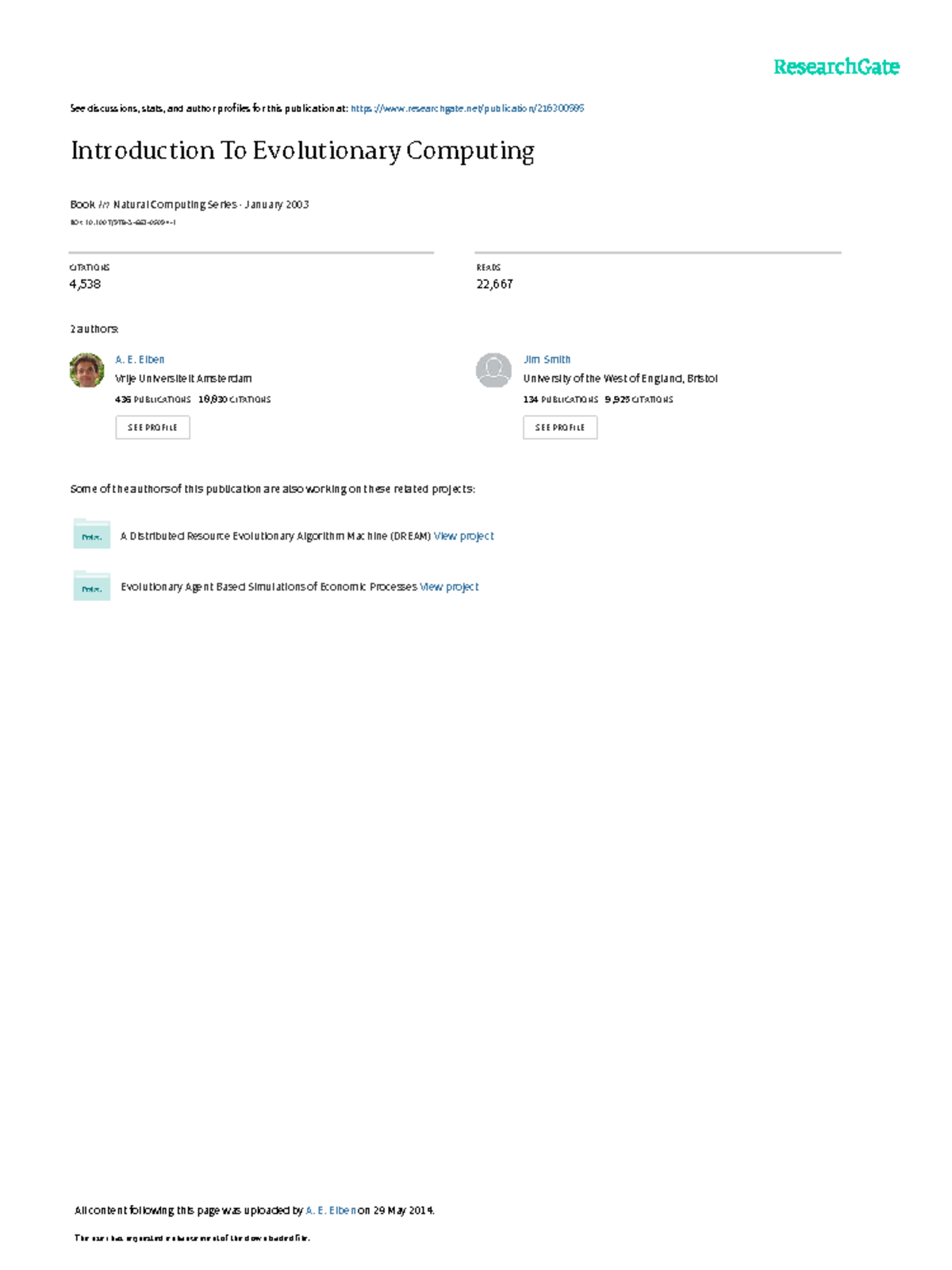 Introduction To Evolutionary Computing - E. Eiben Vrije Universiteit ...