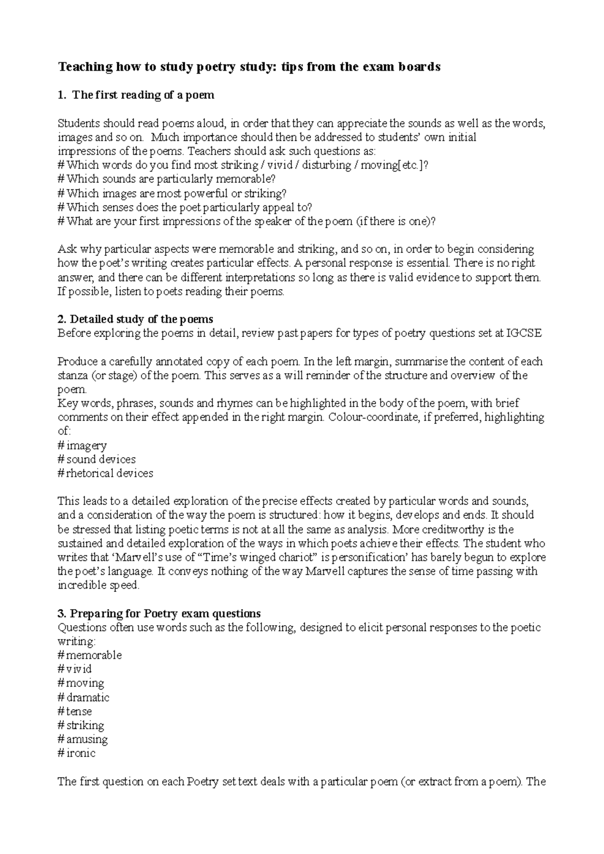 Poetry study tips (cie) - Teaching how to study poetry study: tips from ...