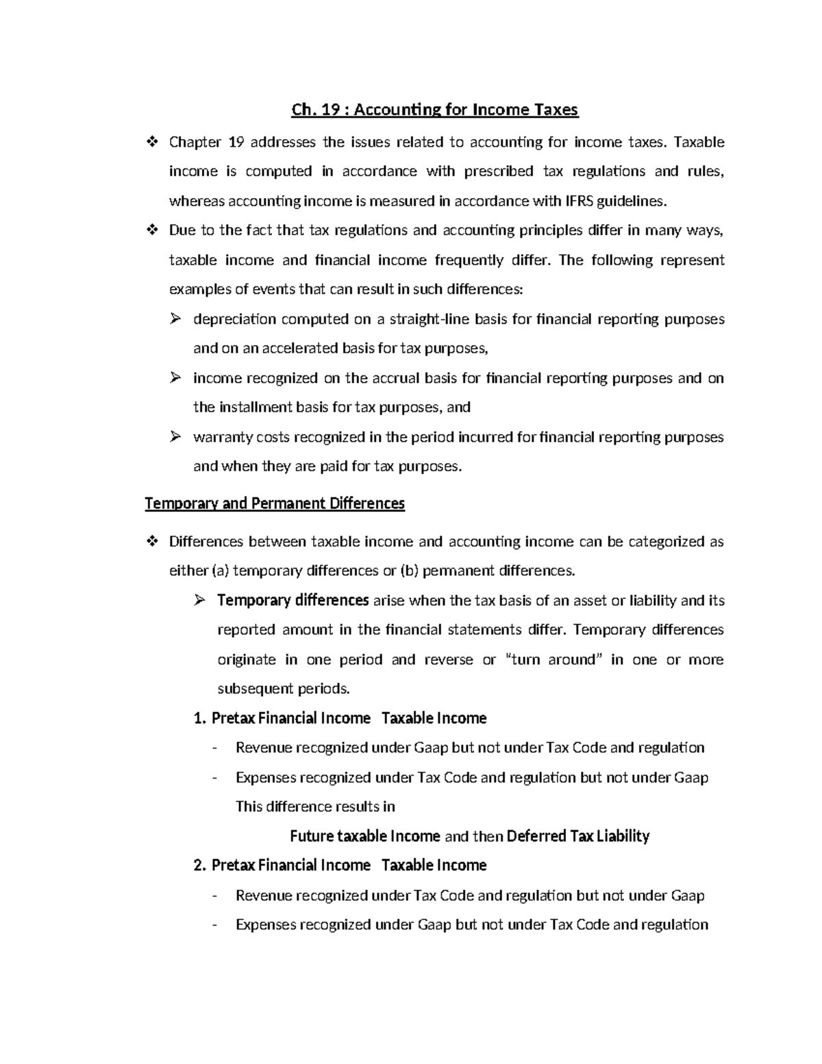 Income Taxes - lecture notes - Ch. 19 : Accounting for Income Taxes ...