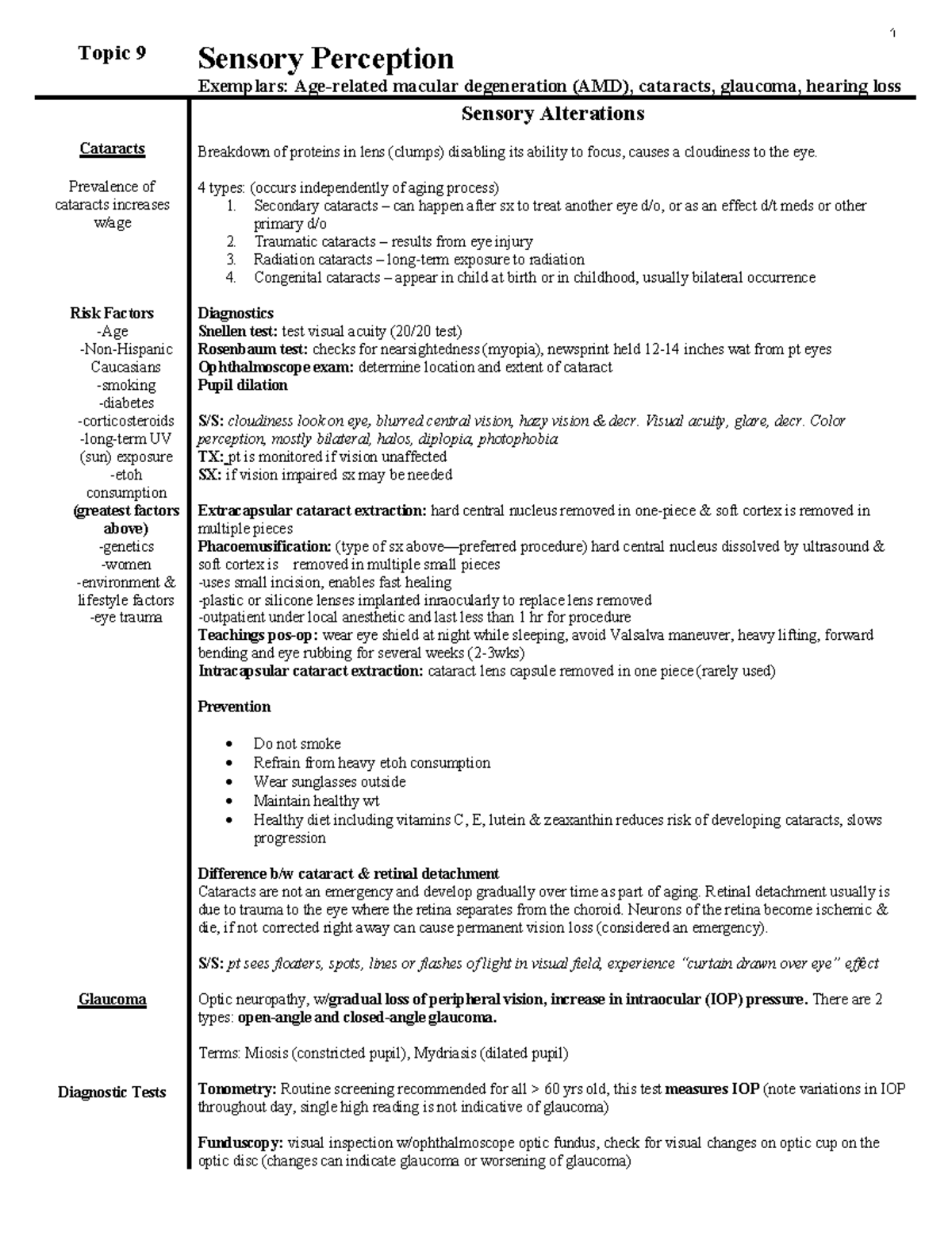 9 Sensory Perception - Warning: TT: undefined function: 32 Topic 9 ...