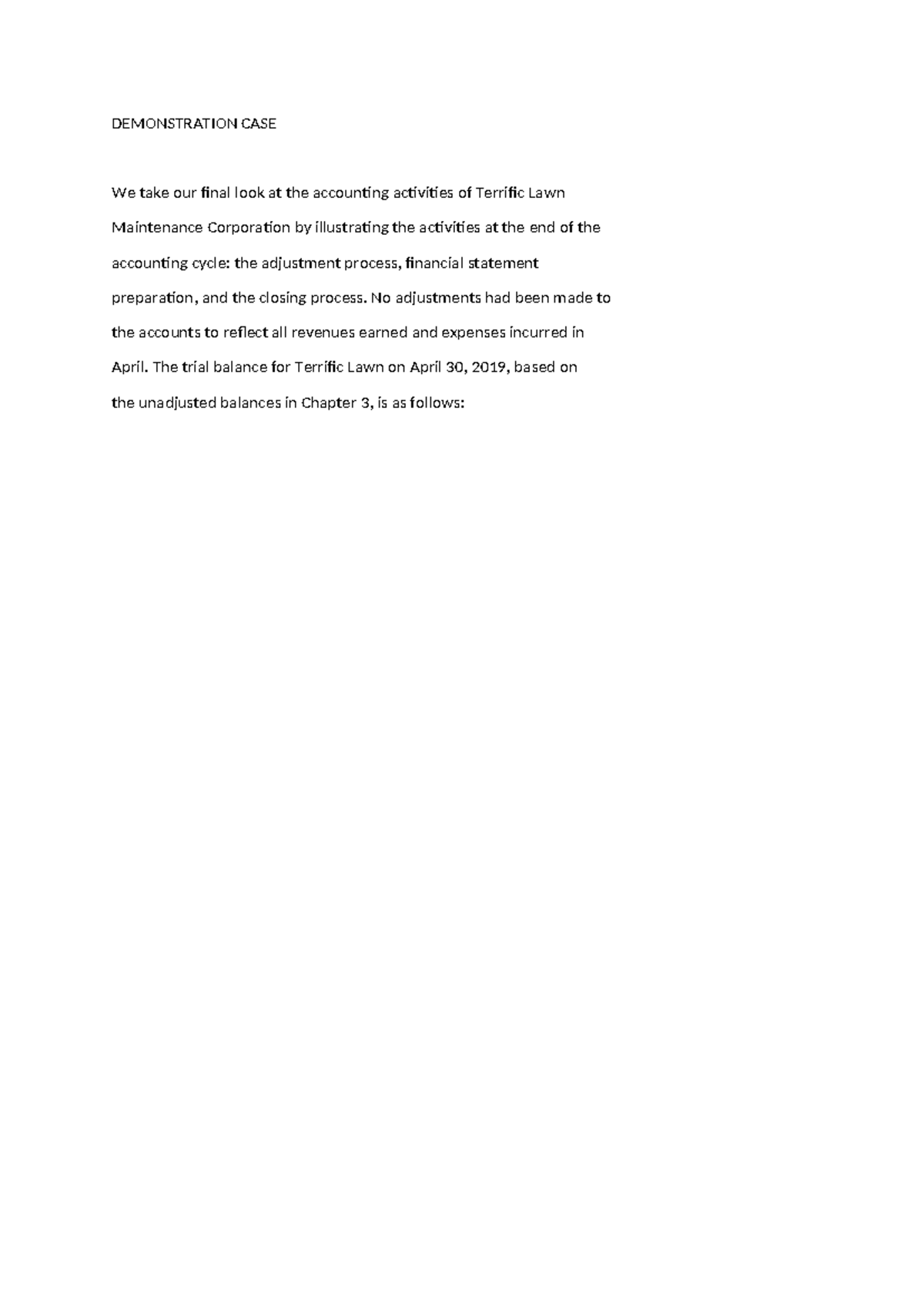 Ch.4 Demonstration case - DEMONSTRATION CASE We take our final look at ...