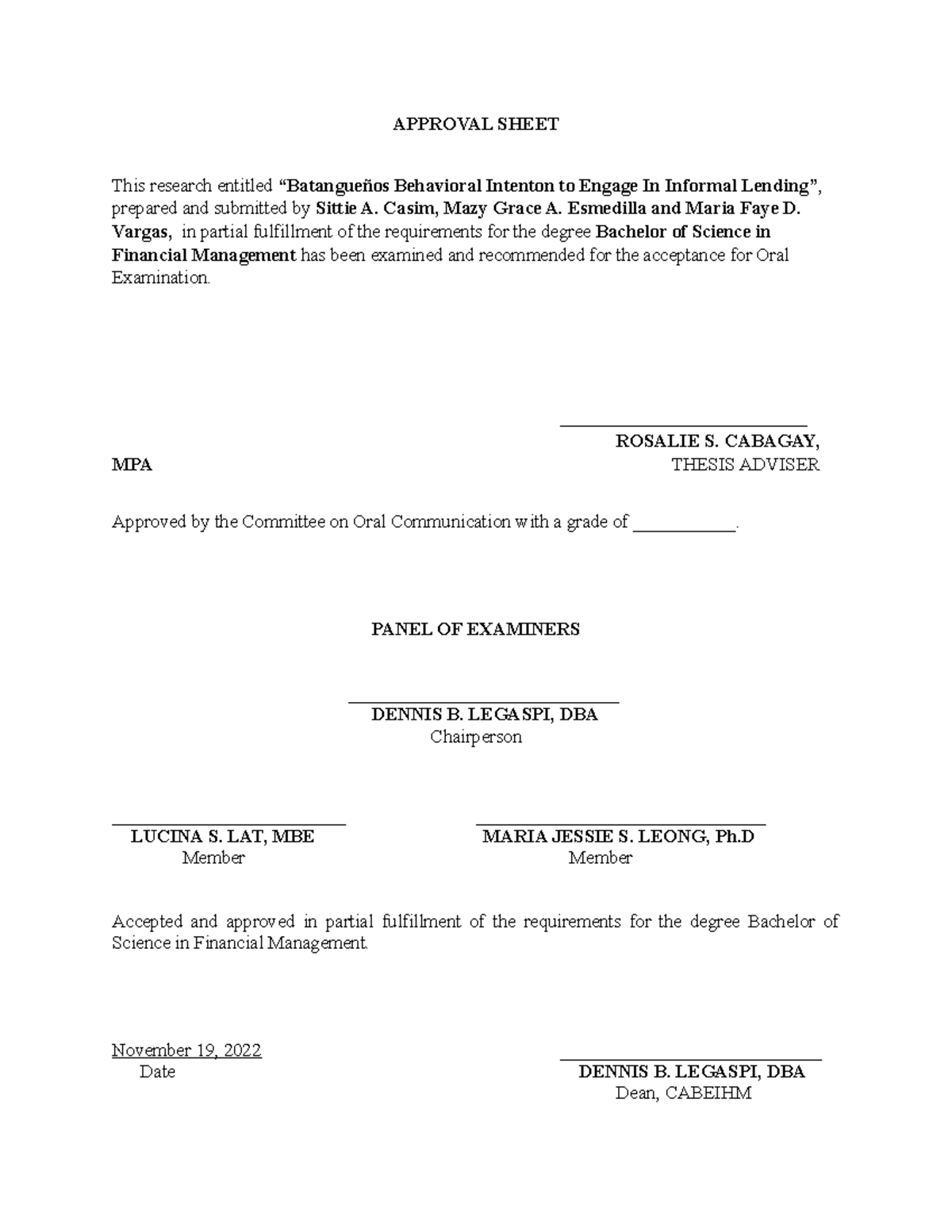 Approval sheet - sample - APPROVAL SHEET This research entitled ...