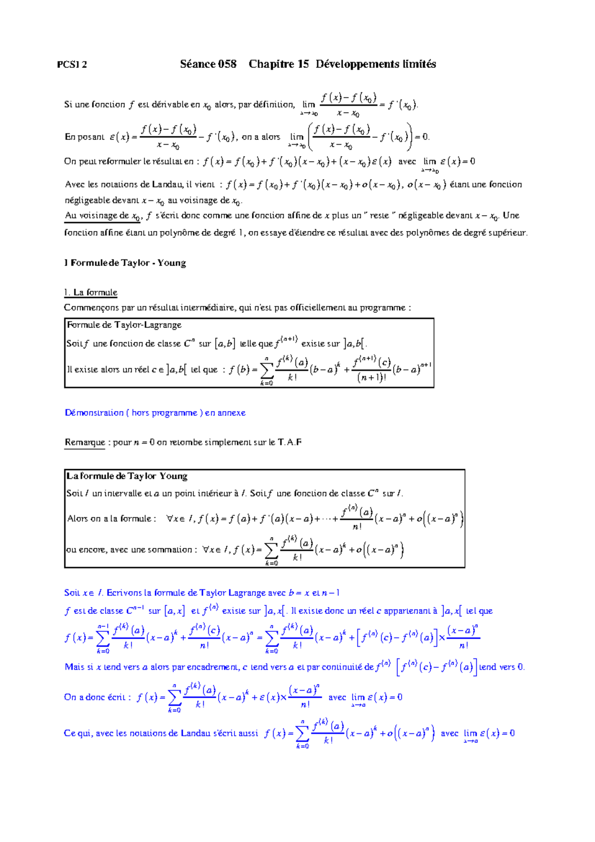 Développement limités/Développement limité ...