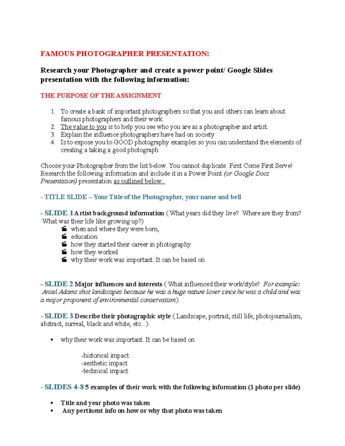 Famous Photographer Presentation (12) - FAMOUS PHOTOGRAPHER ...