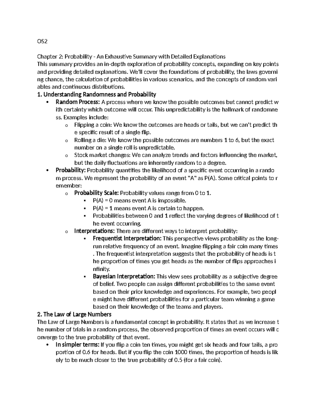 OS2 - OS Chapter 2: Probability - An Exhaustive Summary with Detailed ...