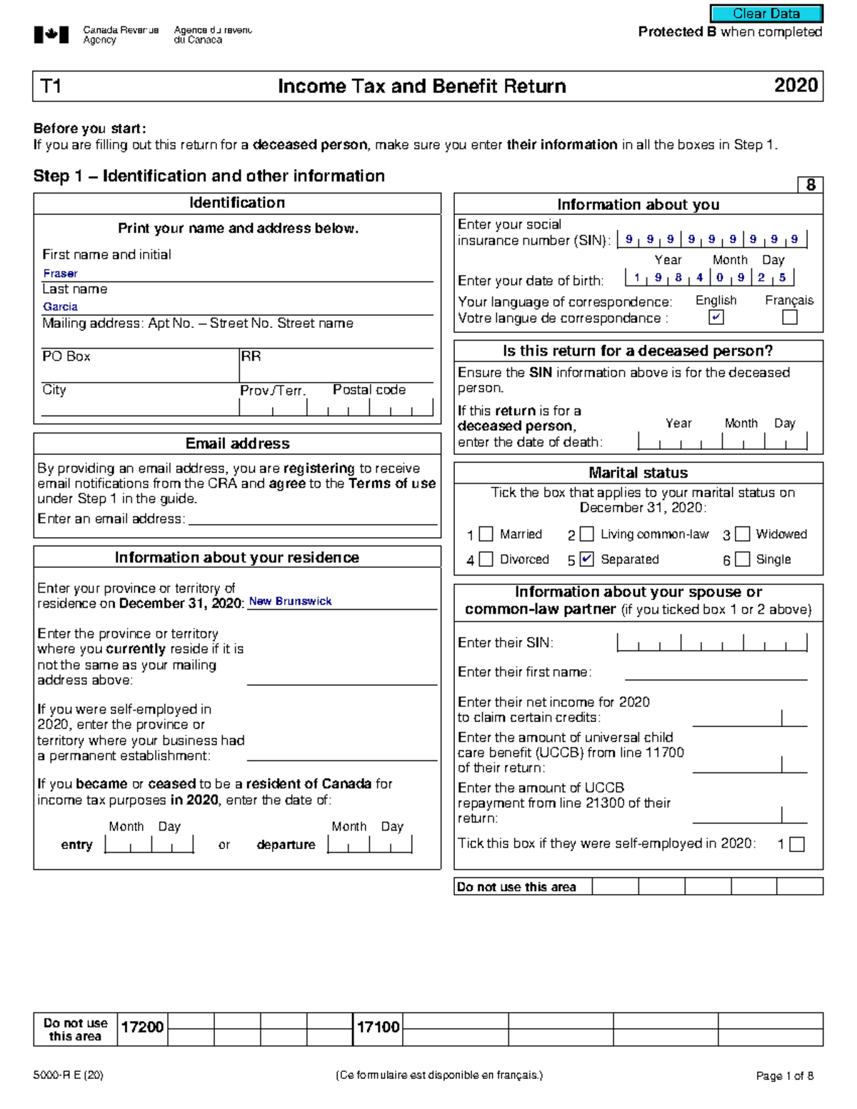 T1 Fraser Garcia - Protected B when completed T1 Income Tax and Benefit ...