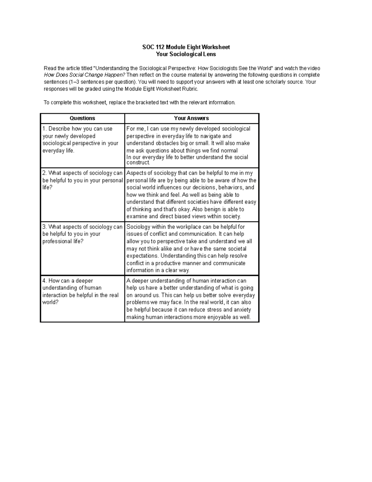 SOC 112 Module Eight Worksheet - SOC 112 Module Eight Worksheet Your ...