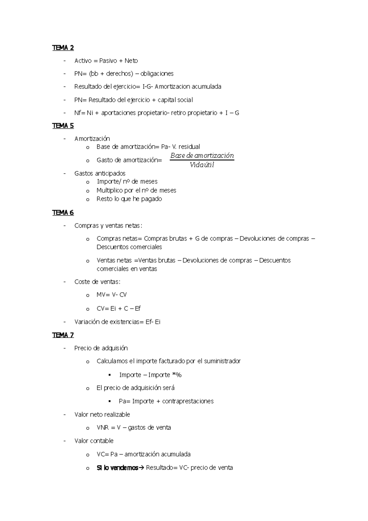 Formulas de contabilidad basica de turismo curso 2019 2020 y aspectos ...