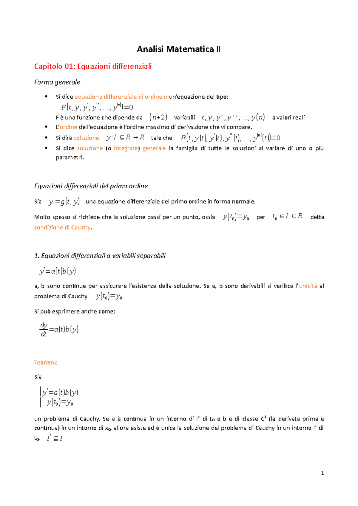 Riassunto teoria Analisi Matematica II - Analisi Matematica II Capitolo ...