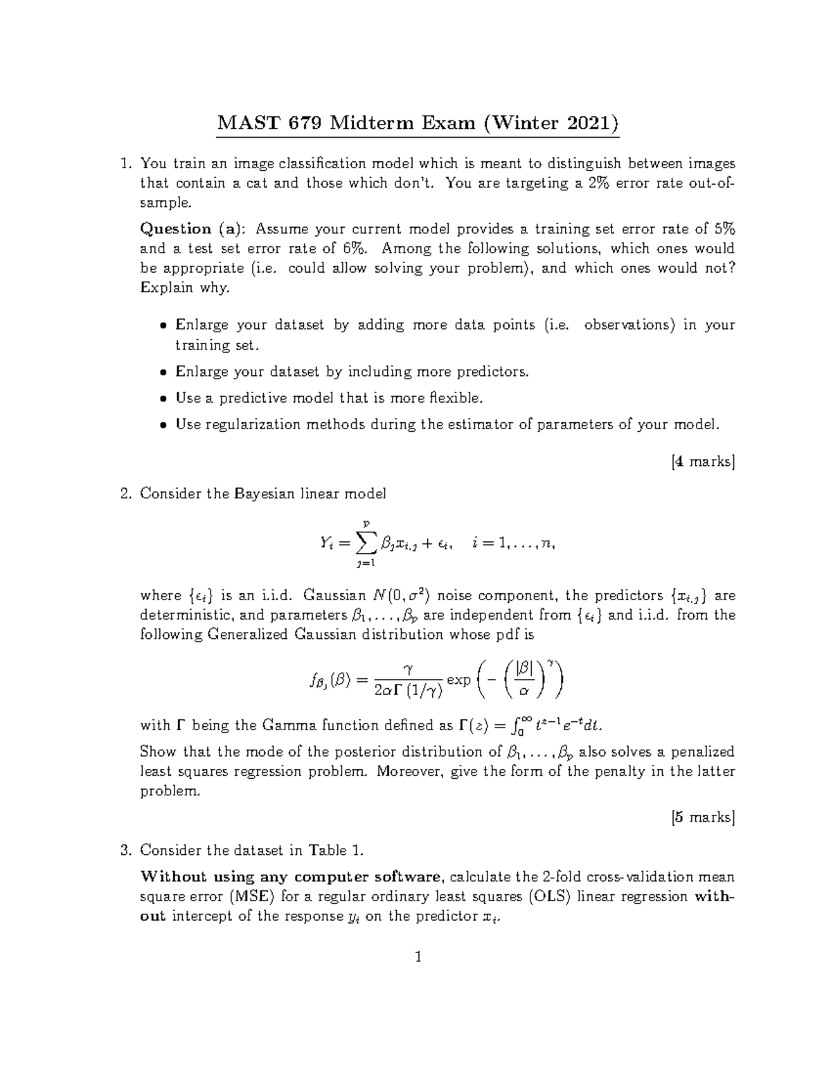 2021 Exam Midterm Graduate 2021 - MAST 679 Midterm Exam (Winter 2021 ...