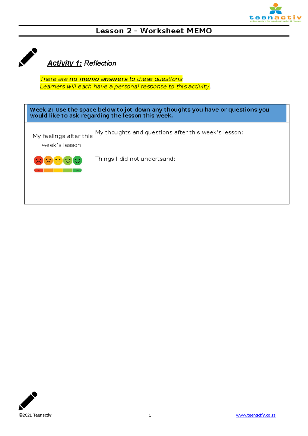 7 Lesson 2 - Worksheet MEMO - Lesson 2 – Worksheet MEMO Activity 1 ...