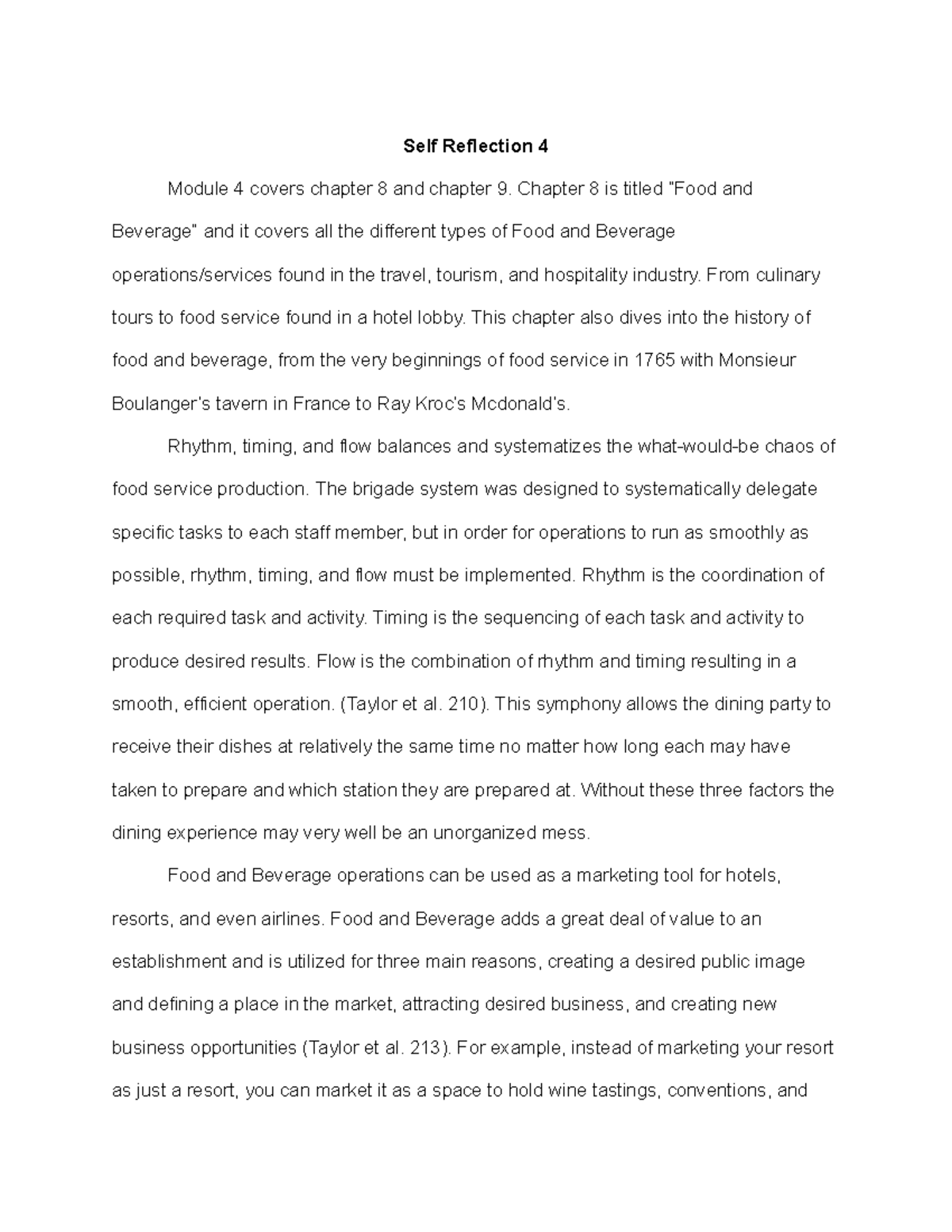 Self Reflection - A summary of two chapters covered throughout the semester. - Self Reflection 4 ...