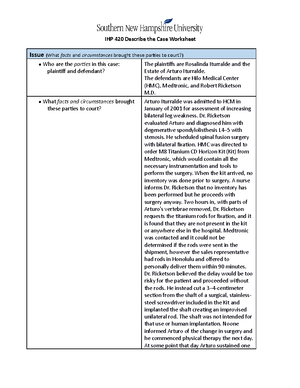 Short paper IHP - 20EW5 - SNHU - Studocu