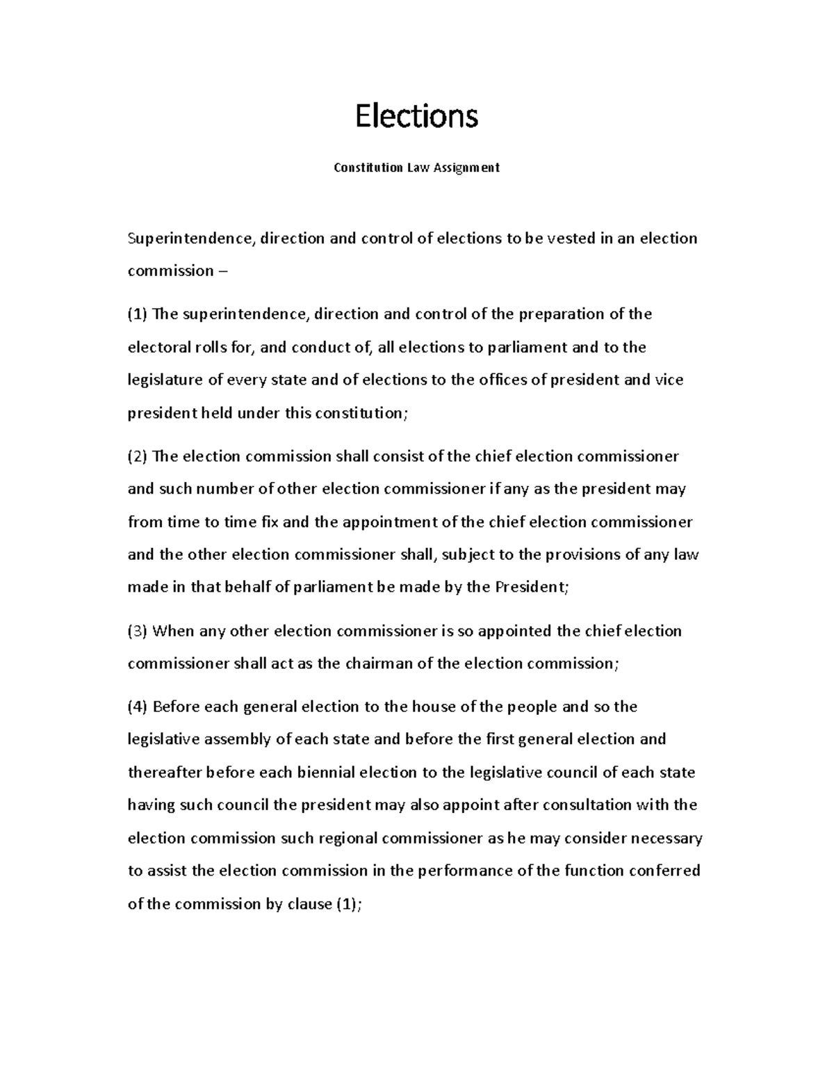 Elections - Elections Constitution Law Assignment Superintendence ...