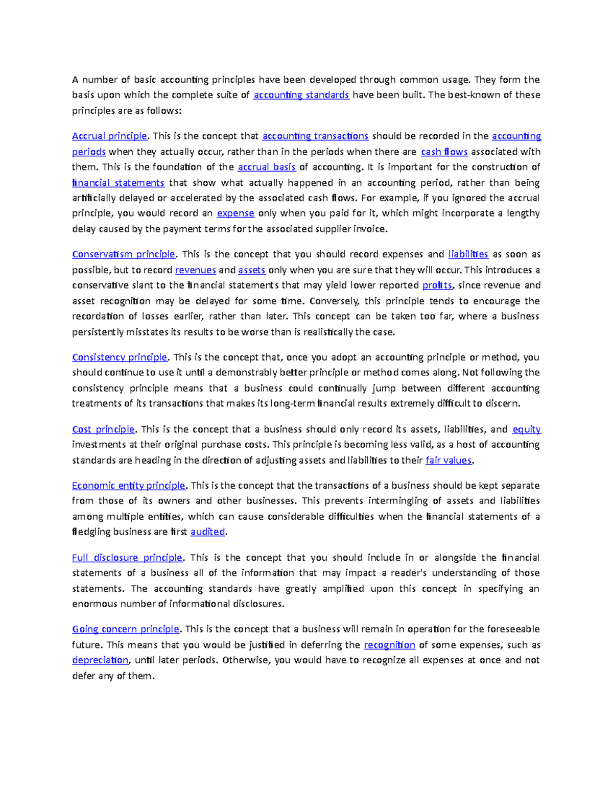 Accounting : Basic accounting principles - A number of basic accounting ...