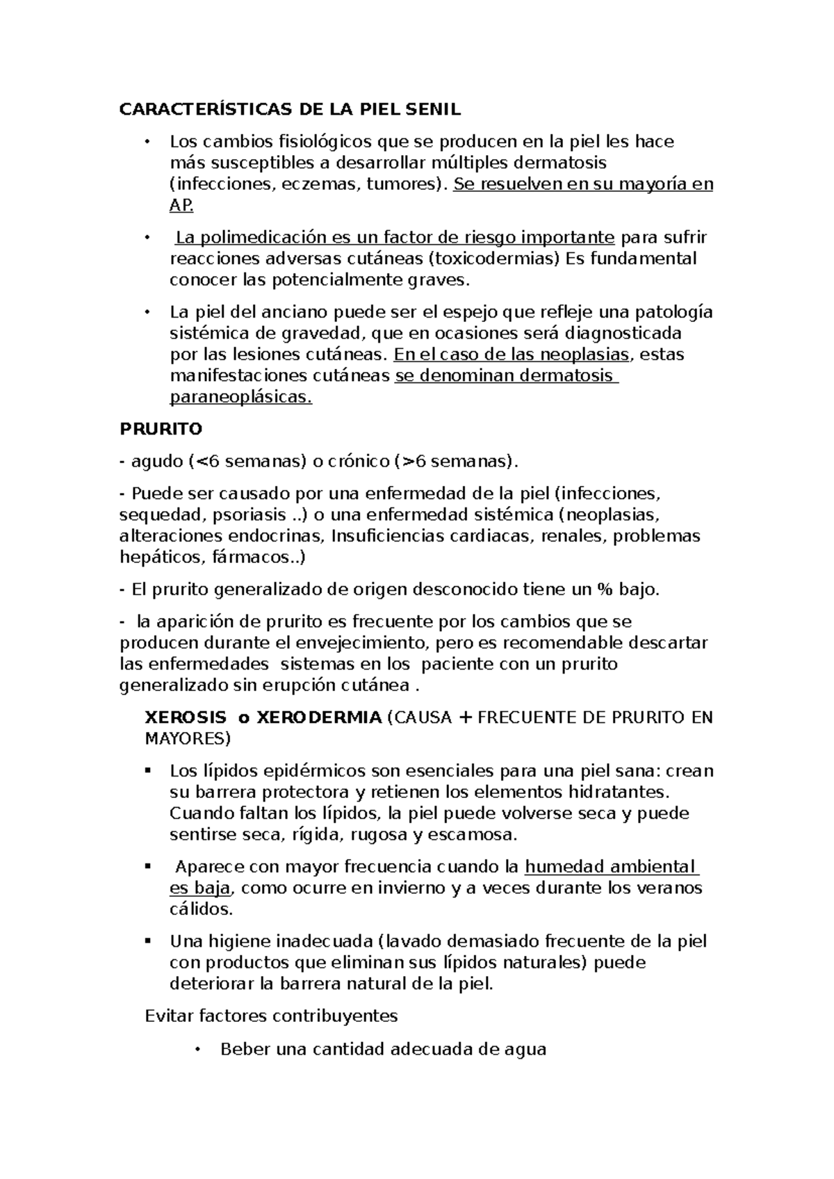 Tema 10 - Resumen Geriatría - CARACTERÍSTICAS DE LA PIEL SENIL Los ...