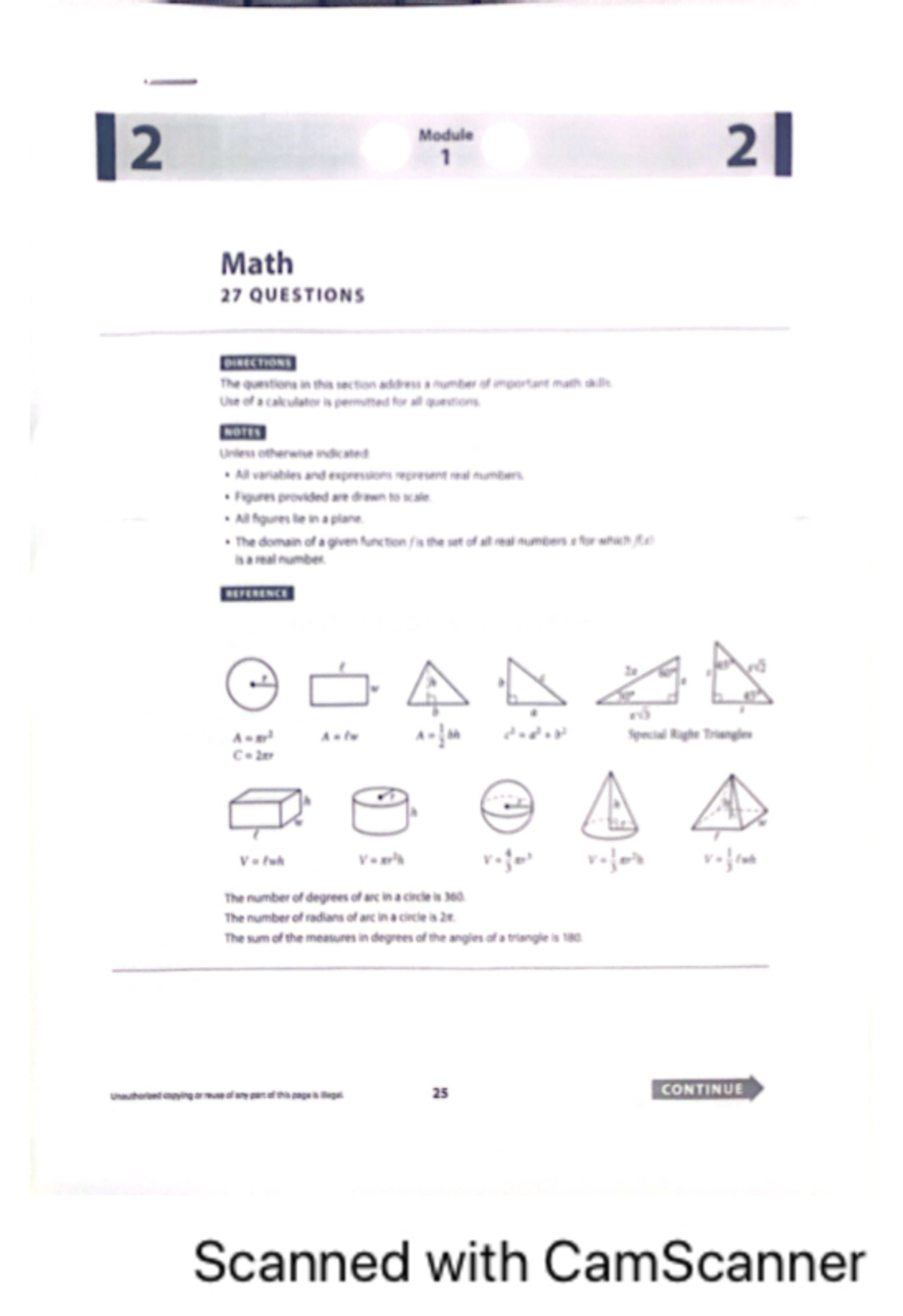Cam Scanner 25.06.2024 13 - 12 Module 1 Math 27 QUESTIONS DIRECTIONS ...