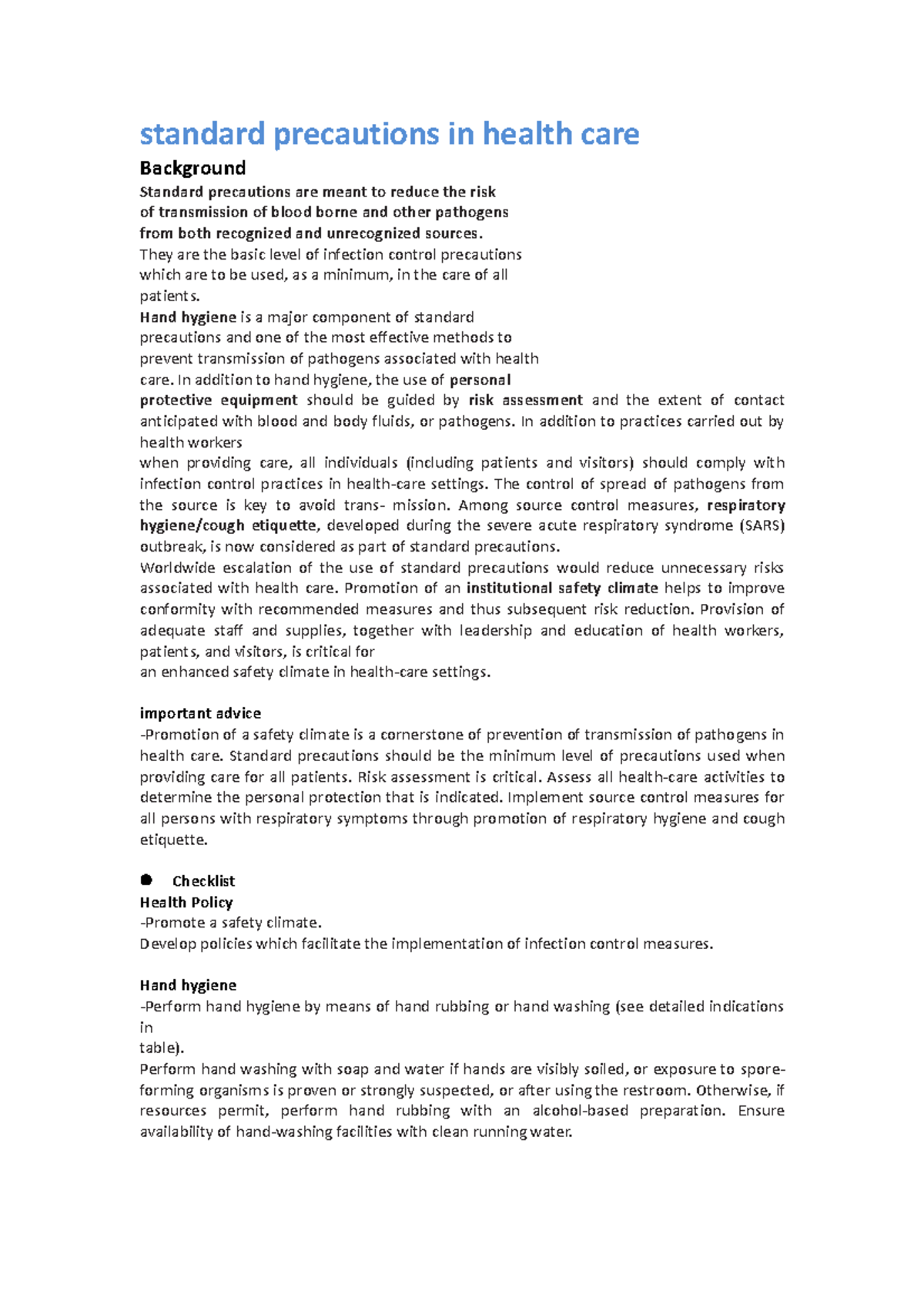 Pagal - Can help you - standard precautions in health care Background ...