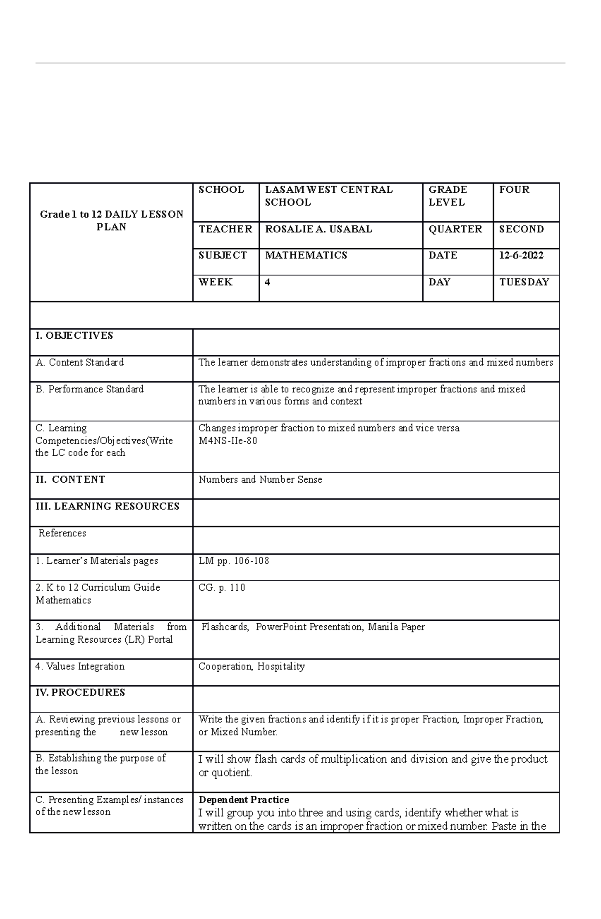 DLP IN MATH - This is a simple dlp. - Grade 1 to 12 DAILY LESSON PLAN ...